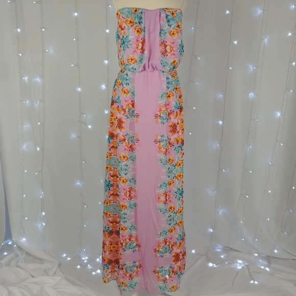 City Triangles | Dresses | City Triangles Strapless Floral Maxi Dress ...